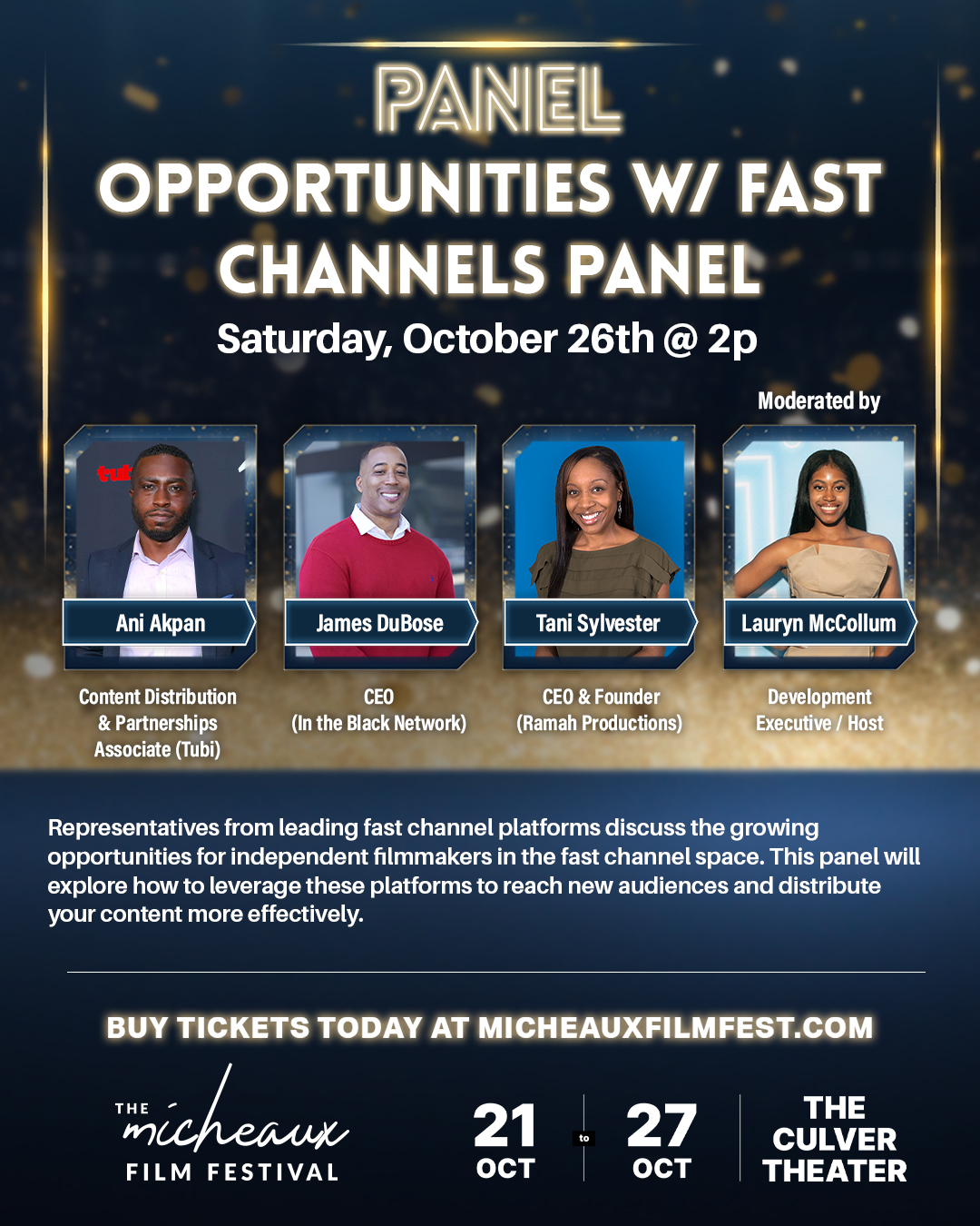 Saturday Panels, Parties & Mixers - Micheaux Film Festival